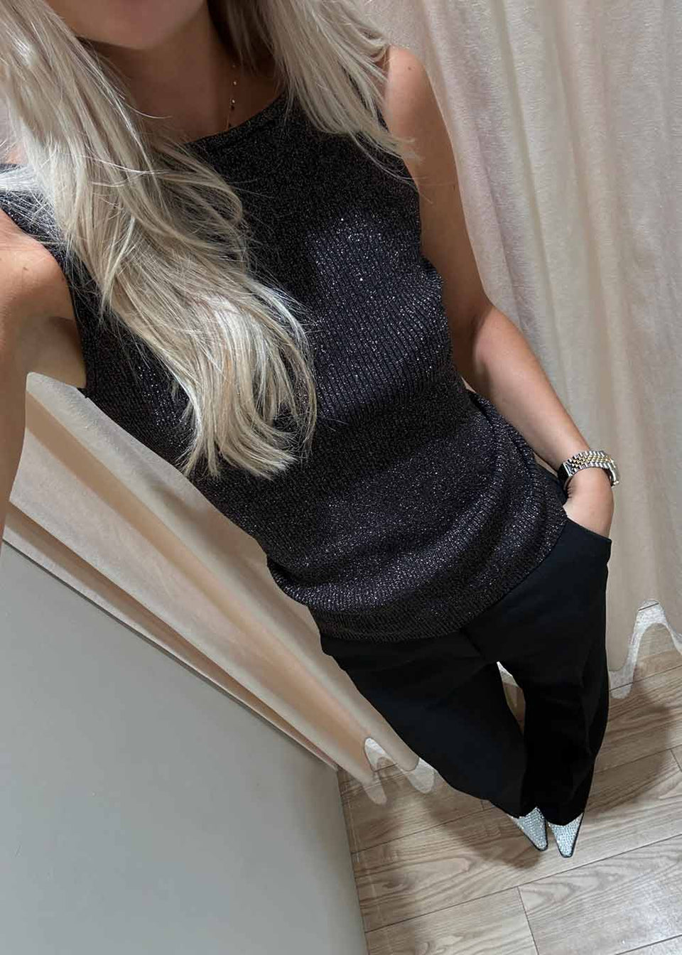 Talia Glitter Knit Top - Black – Butler Loftet